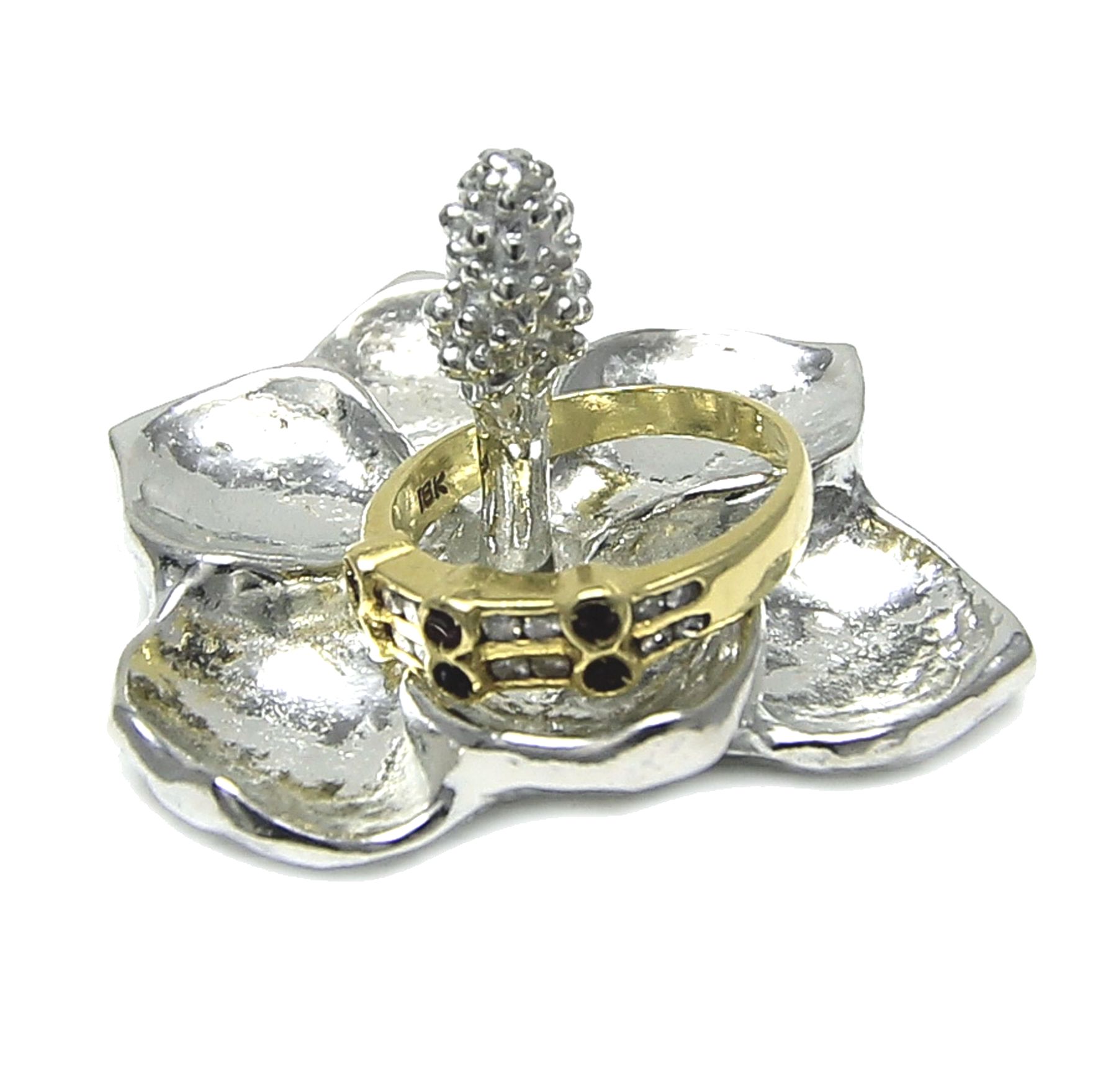 Magnolia Flower Ring Holder Pewter - Handcrafted by Lucina K.